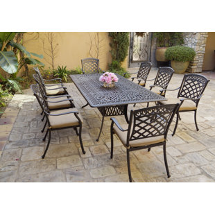 Angelos 9 Piece Dining Set With Cushions Rosecliff Heights Cushion 2024 www.alhudapk